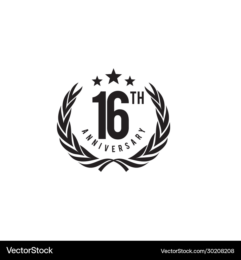 16th year celebrating anniversary emblem logo Vector Image