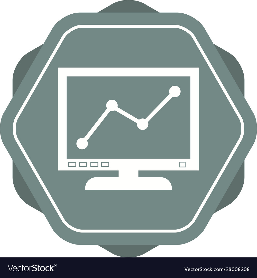 Beautiful graph on computer glyph icon Royalty Free Vector