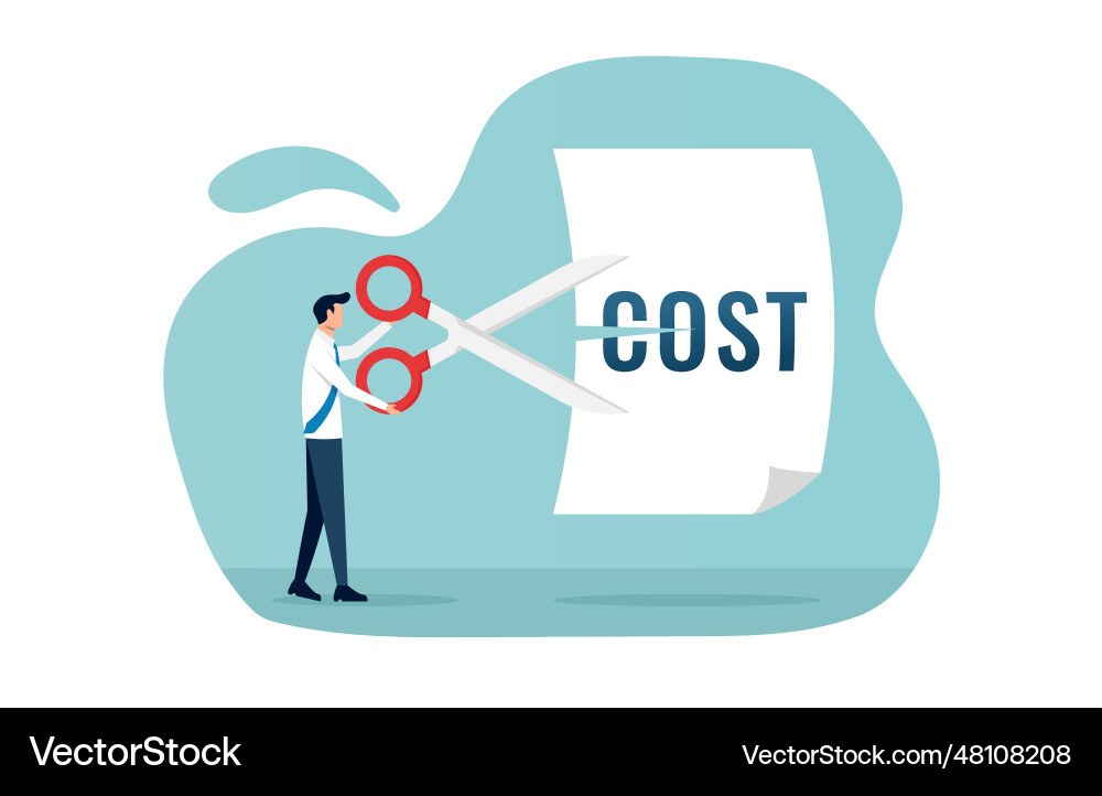Businessman cutting cost cost reduction cost Vector Image