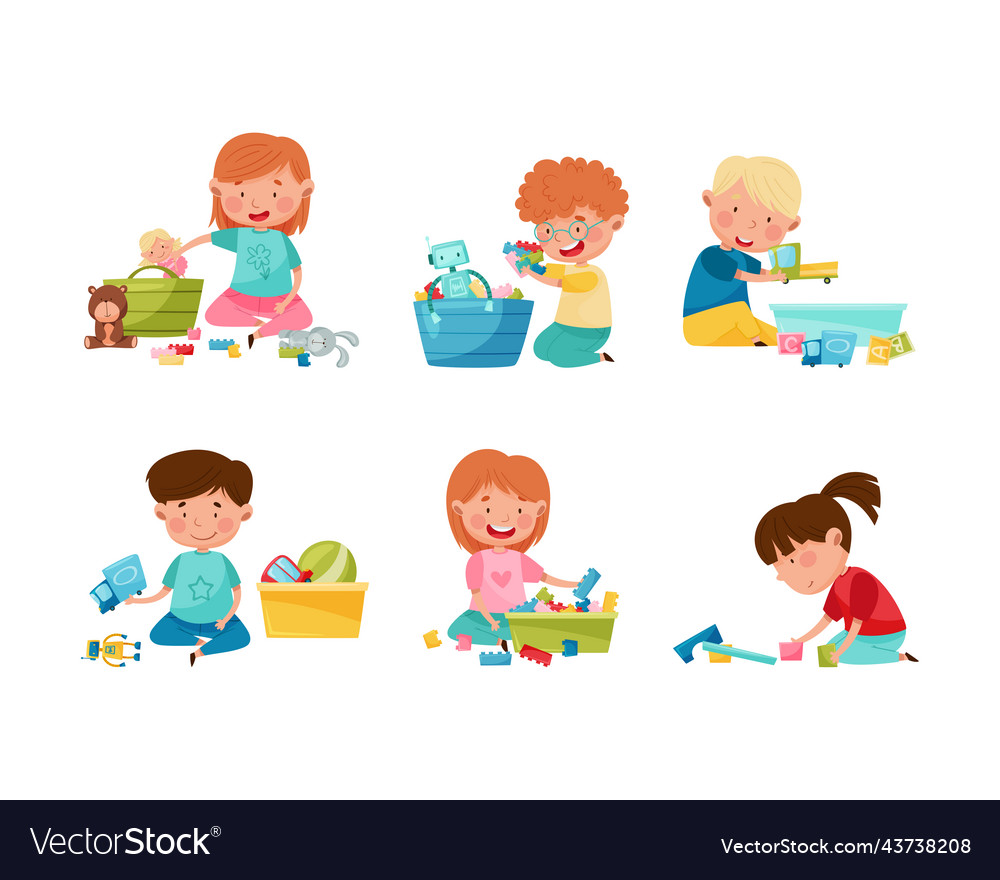 Kids Putting Toys Away Clipart