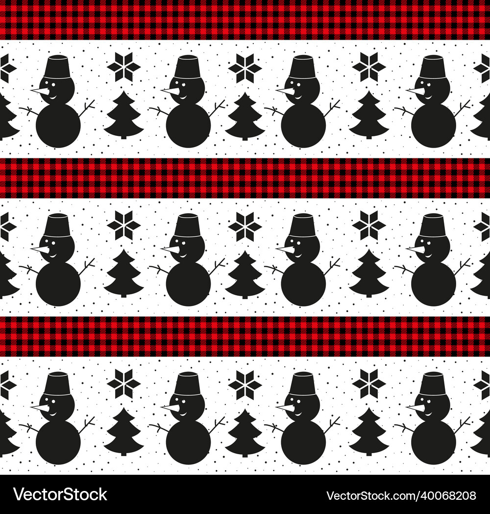 Christmas and new year pattern at buffalo plaid Vector Image