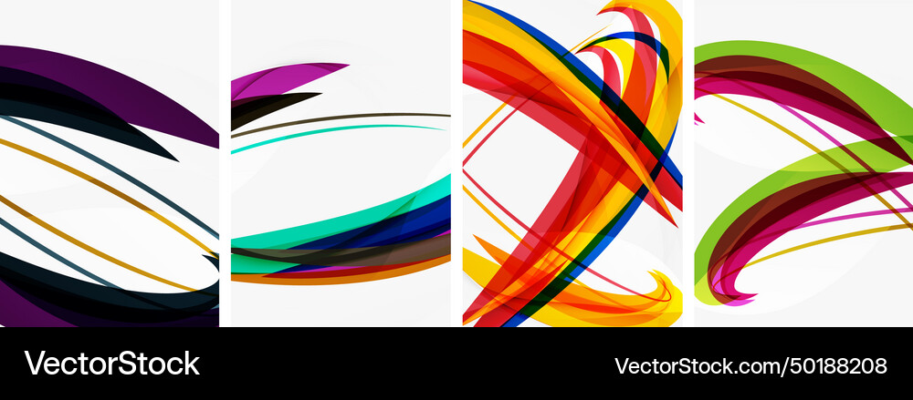 Colorful wave lines poster set for wallpaper Vector Image