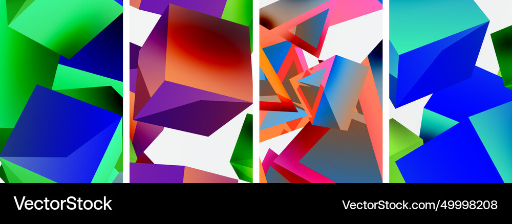 Composition of 3d cubes and other geometric Vector Image