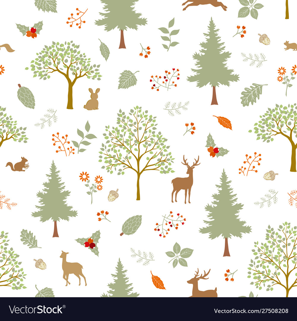 Cute hand drawn animal wildlife in forest Vector Image