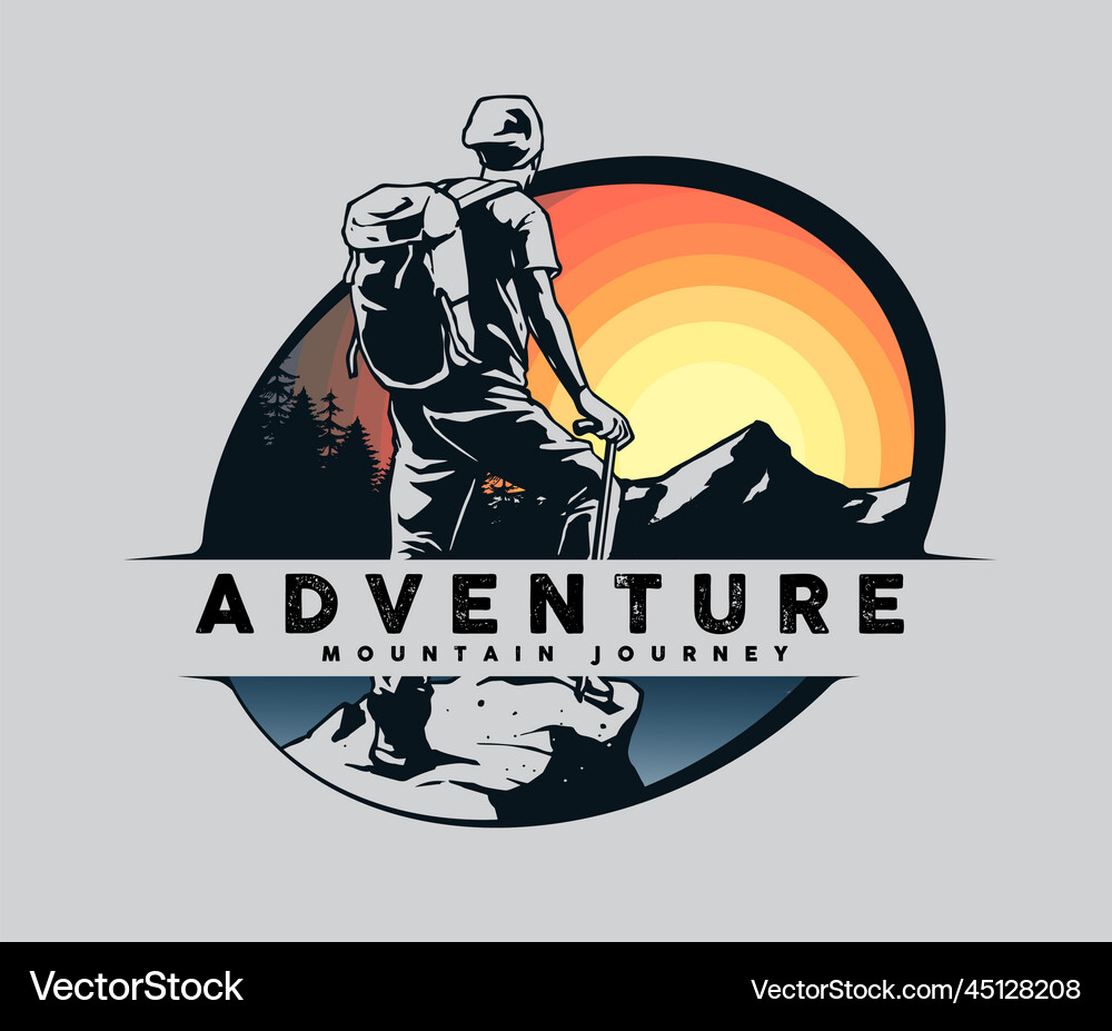 Mountain adventure artwork Royalty Free Vector Image