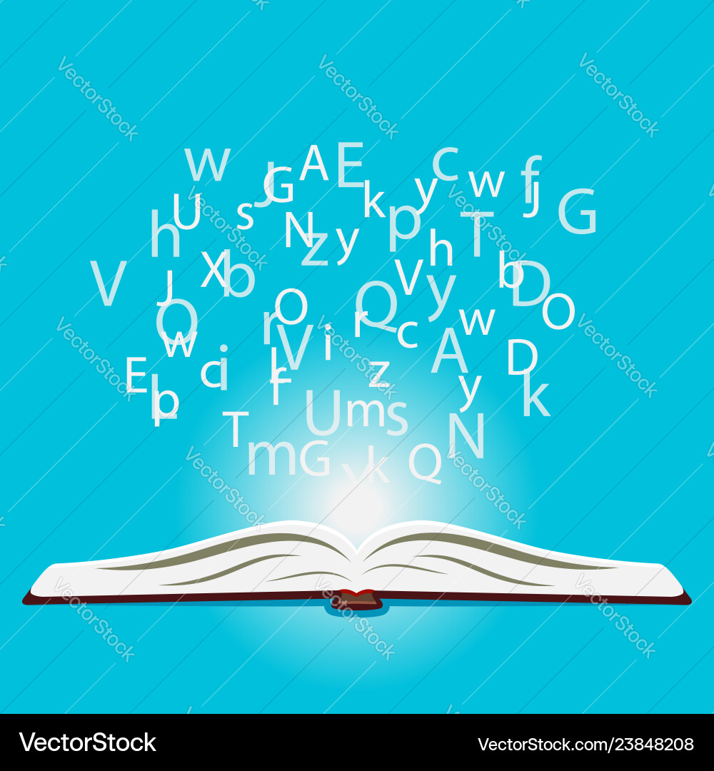Open book and letters the concept of study Vector Image