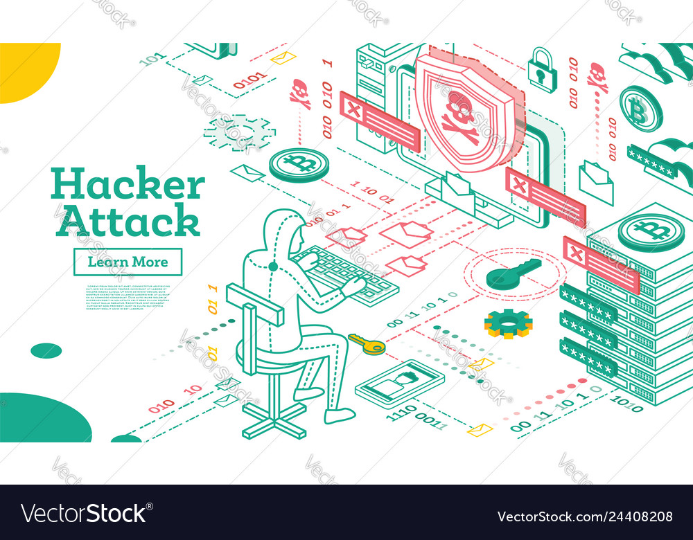 Outline hacker attack isometric cyber security Vector Image Outline hacker attack isometric cyber security Vector Image