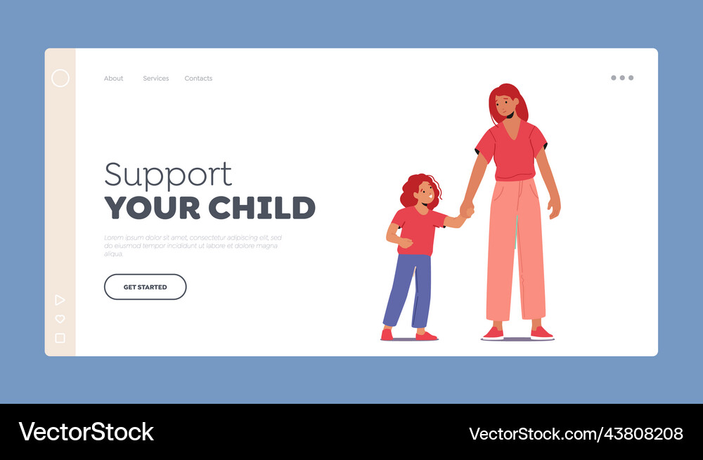 Support your child landing page template happy Vector Image