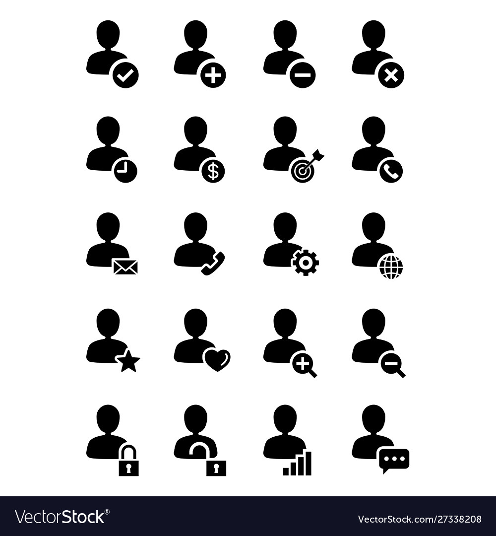 User icon line style set Royalty Free Vector Image