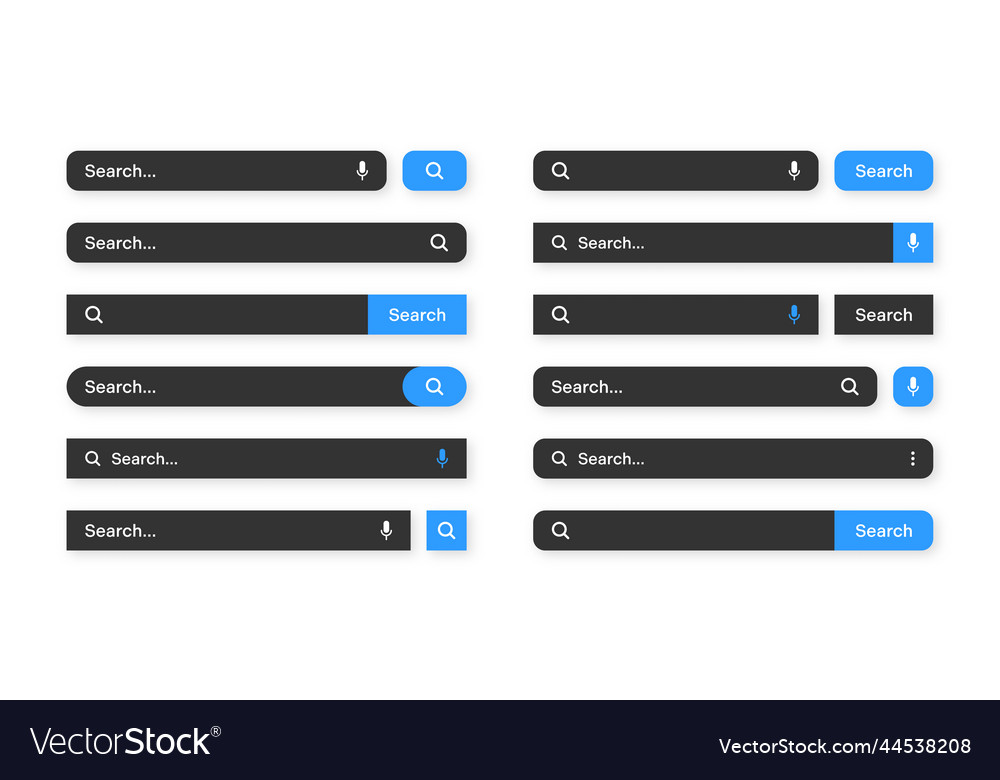 Various search bar templates dark mode internet Vector Image Various search bar templates dark mode internet Vector Image