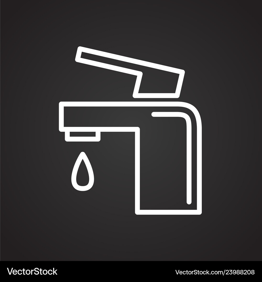 Water valve line icon on black background Vector Image