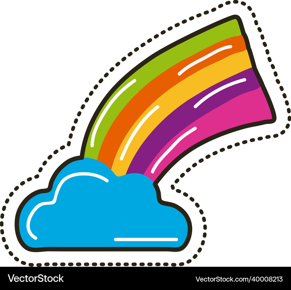 Cloud and rainbow patch Royalty Free Vector Image