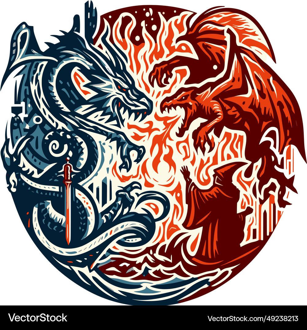 Dragon battle emblem Royalty Free Vector Image