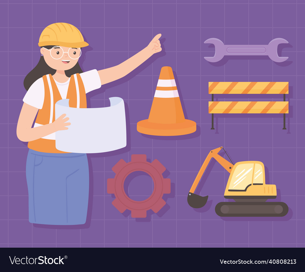 Female engineer worker Royalty Free Vector Image