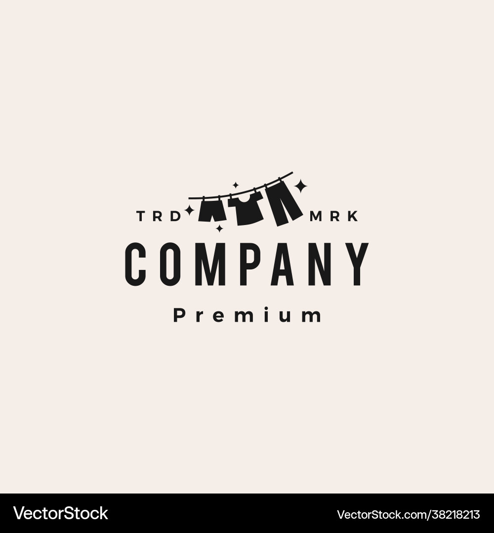 Laundry drying clothes hipster vintage logo icon Vector Image