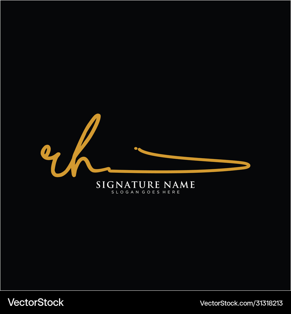 Letter rh signature logo template Royalty Free Vector Image