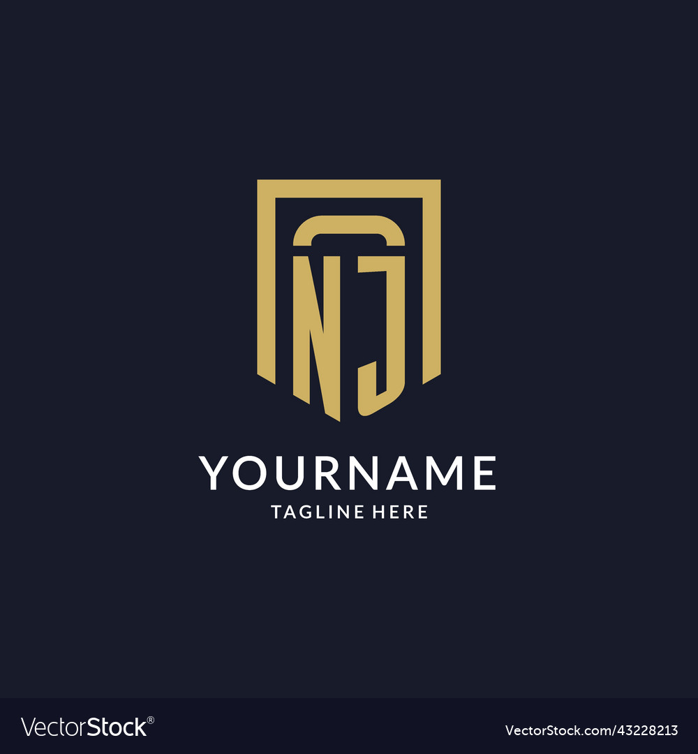 Nj logo initial with geometric shield shape Vector Image