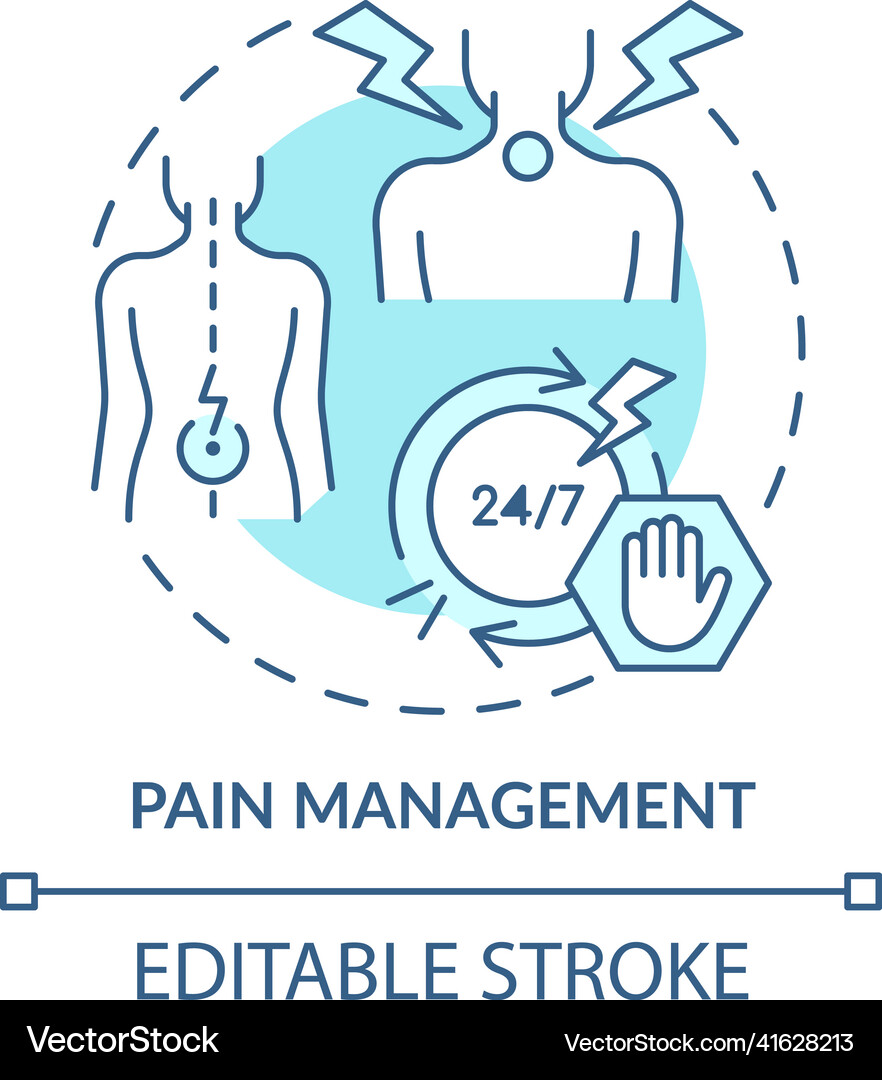 Pain management turquoise concept icon Royalty Free Vector