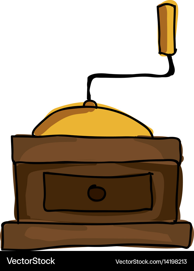 Silhouette color hand drawn with coffee grinding Vector Image