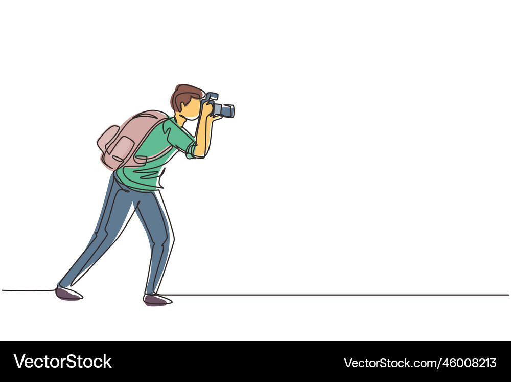 Single one line drawing journalist or reporter Vector Image