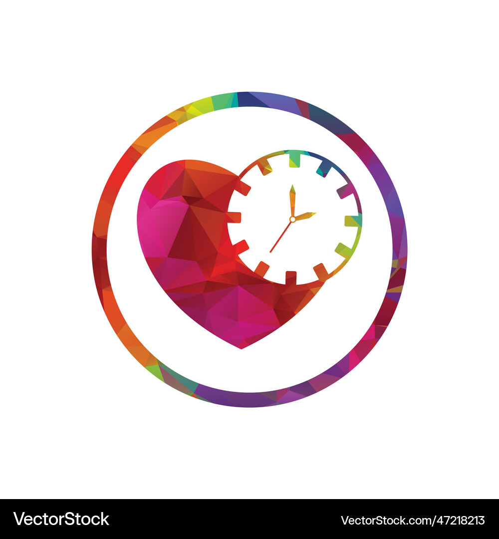 Wall watch with love hear and ring design time Vector Image