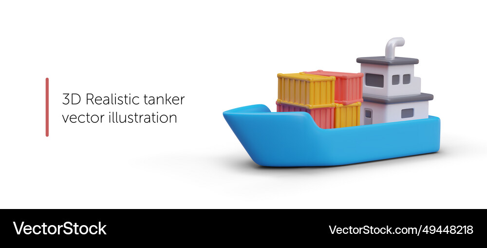3d realistic tanker on white background with place