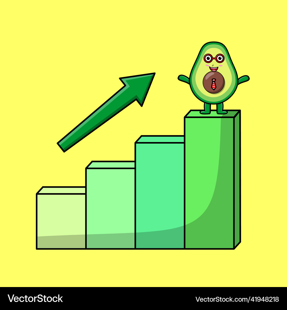 Avocado cute businessman with a deflation chart Vector Image