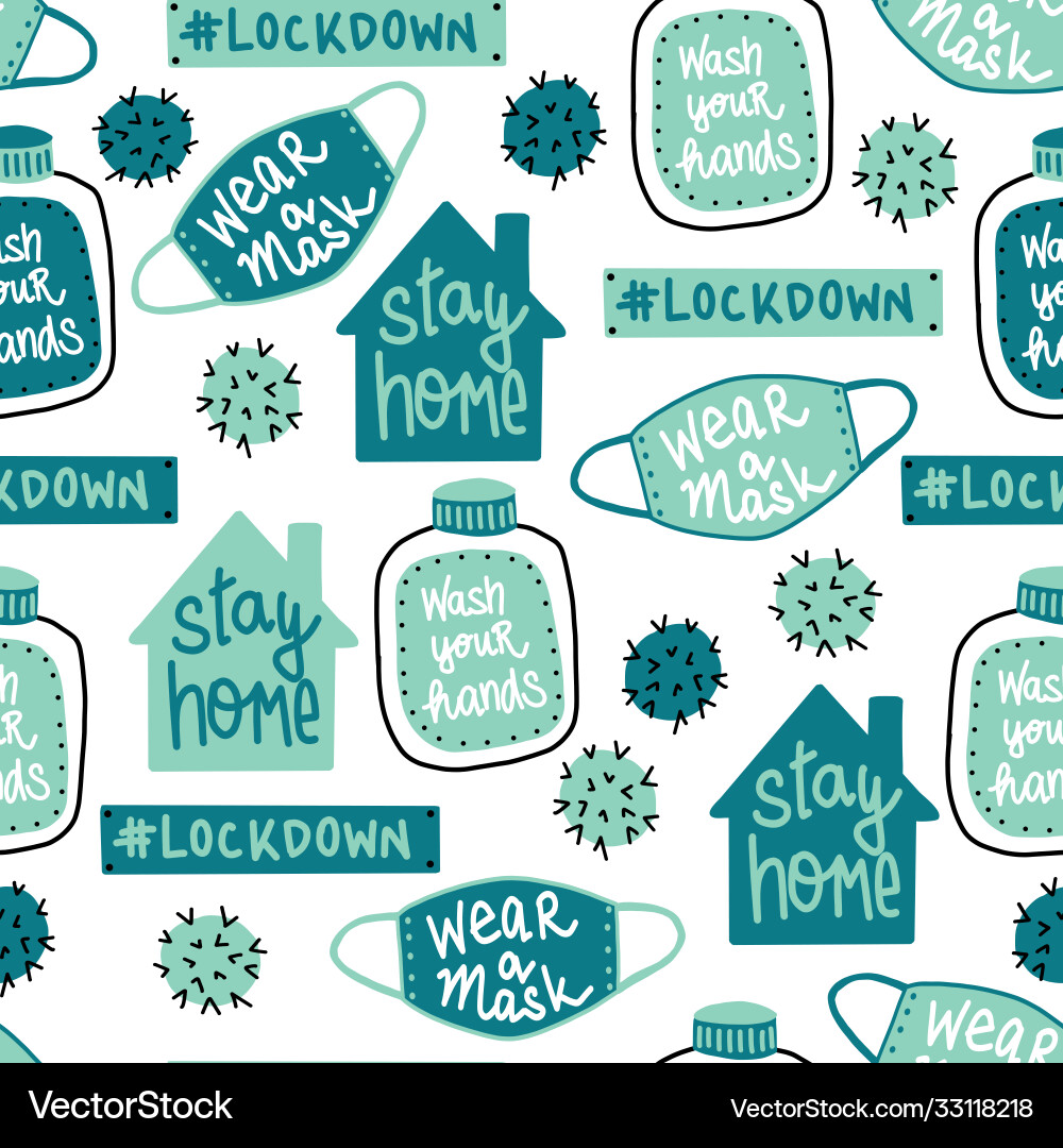 Corona virus lettering stickers seamless Vector Image