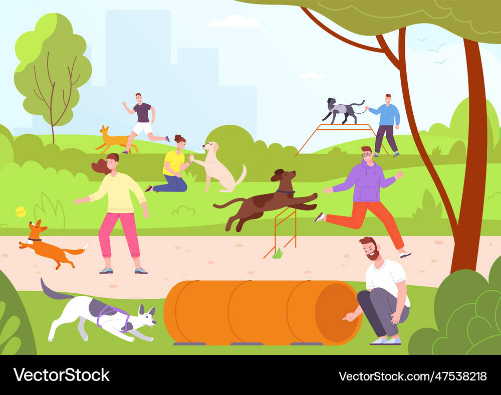 Dog playground people training playing and Vector Image