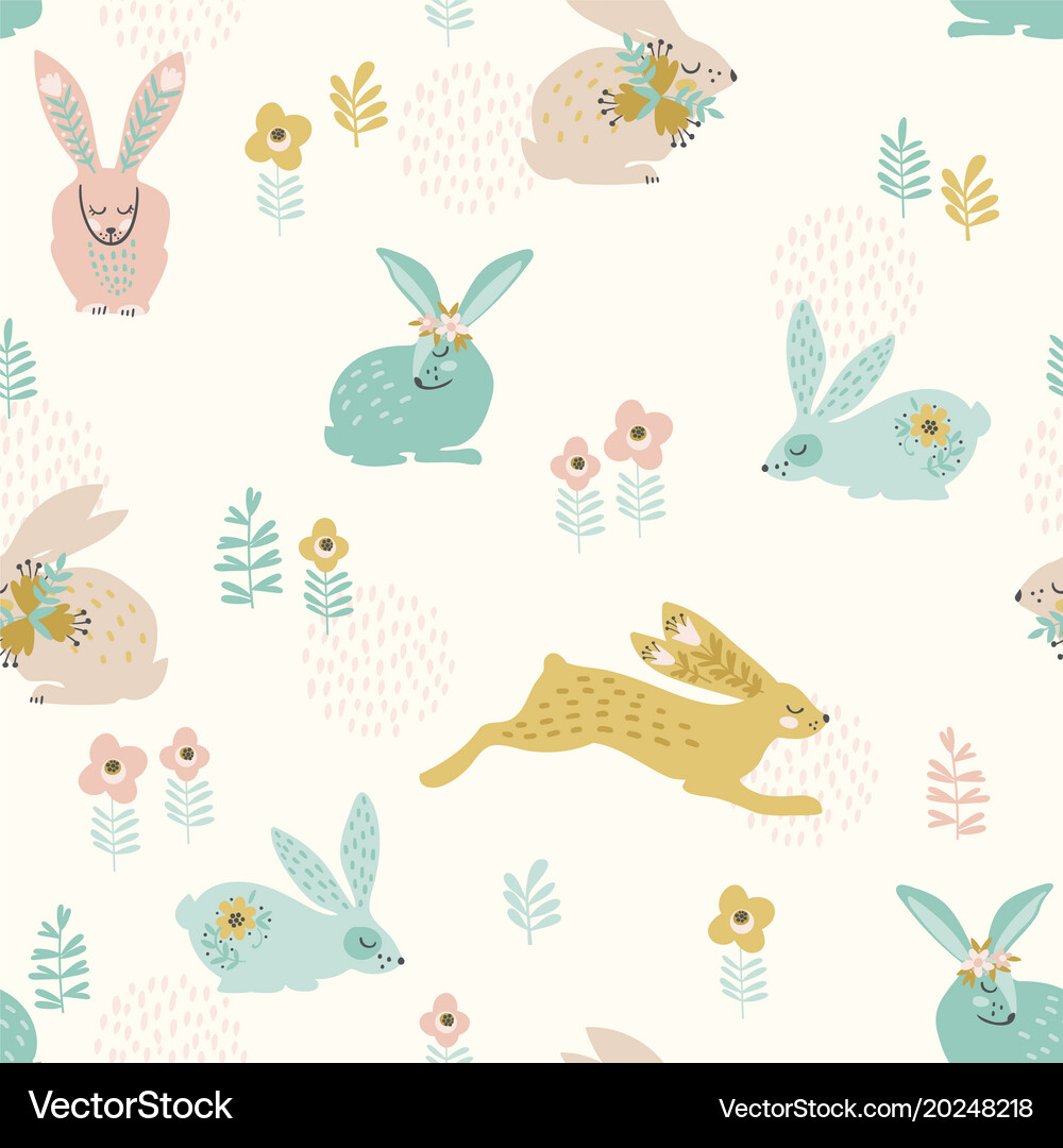 Easter Bunny Seamless Pattern Royalty Free Vector Image