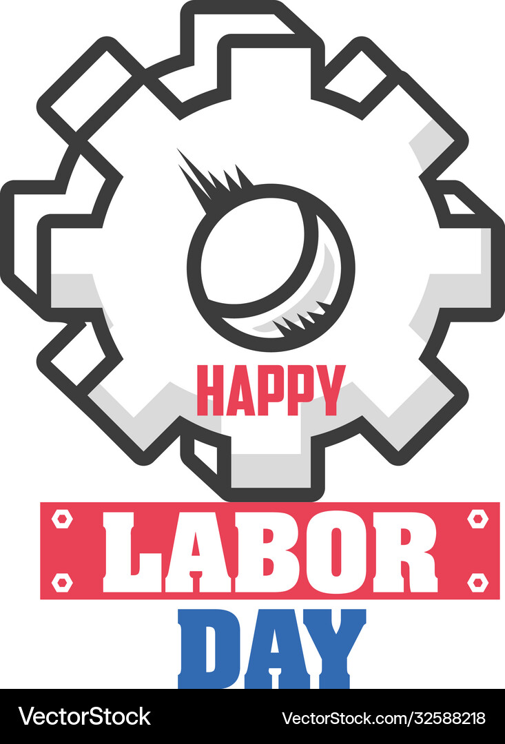 Happy labor day celebration gear wheel Royalty Free Vector