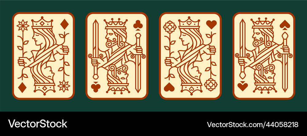 King and queen playing card Royalty Free Vector Image
