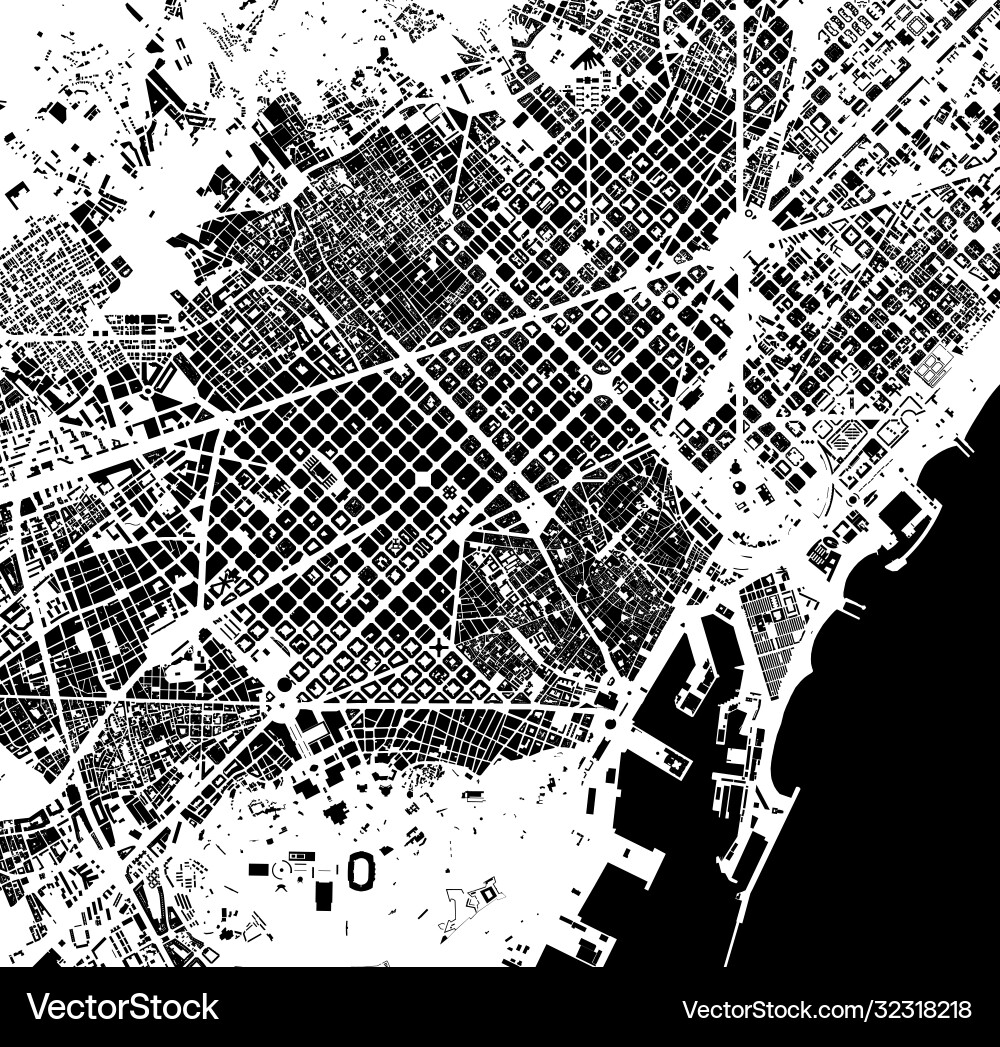 Map city center barcelona spain Royalty Free Vector Image