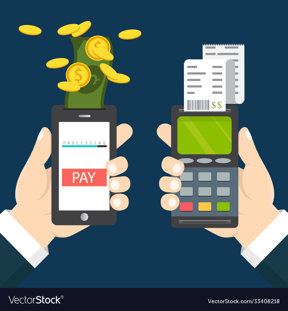 Mobile payment concept hand holding a phone Vector Image