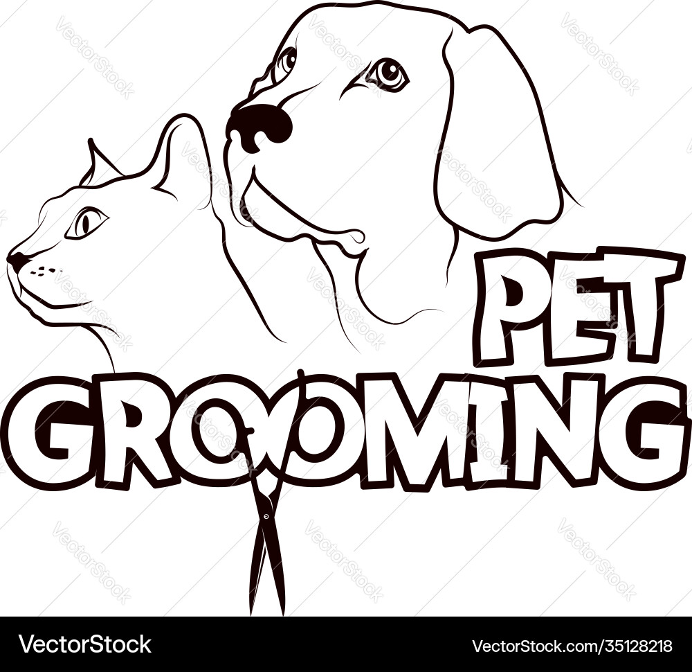 Pet grooming and care muzzle cat dog Royalty Free Vector