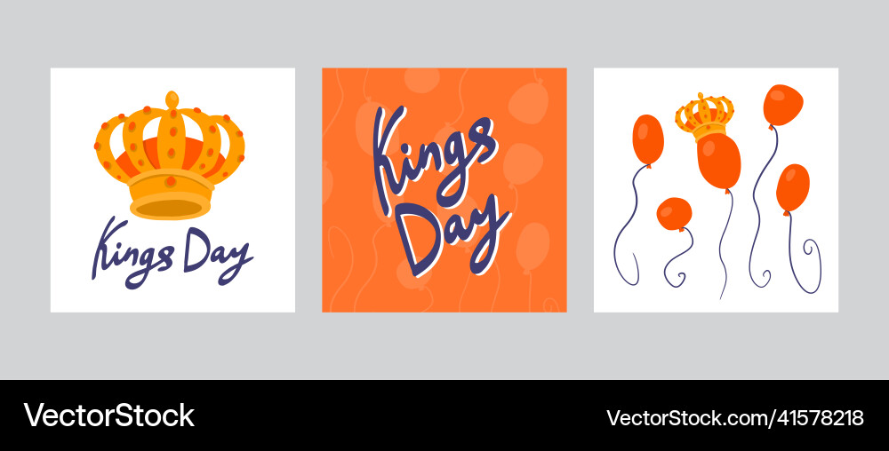 Postcards and banners for king s day Royalty Free Vector