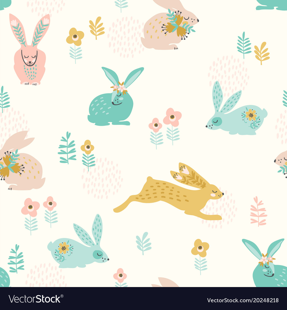 Seamless pattern with bunnies for easter Vector Image