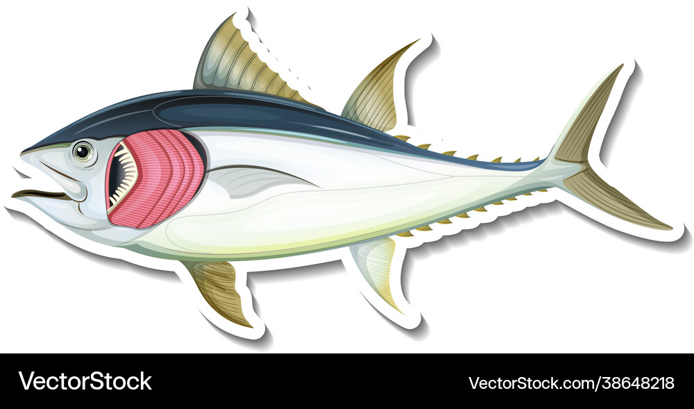 Sticker fish with gills on white background Vector Image