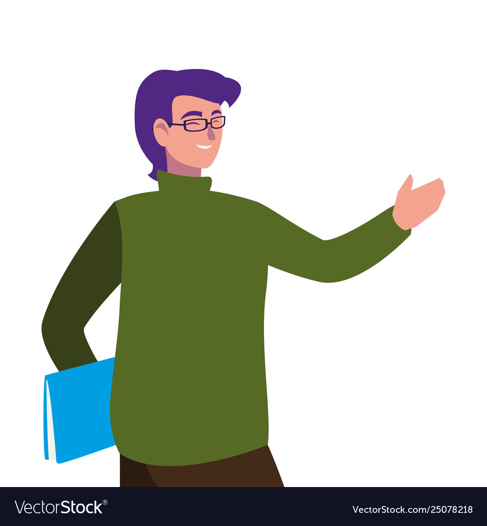 Teacher male with documents character Royalty Free Vector