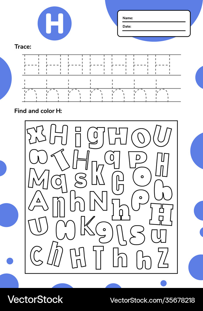 Trace letter worksheet a4 for kids preschool Vector Image