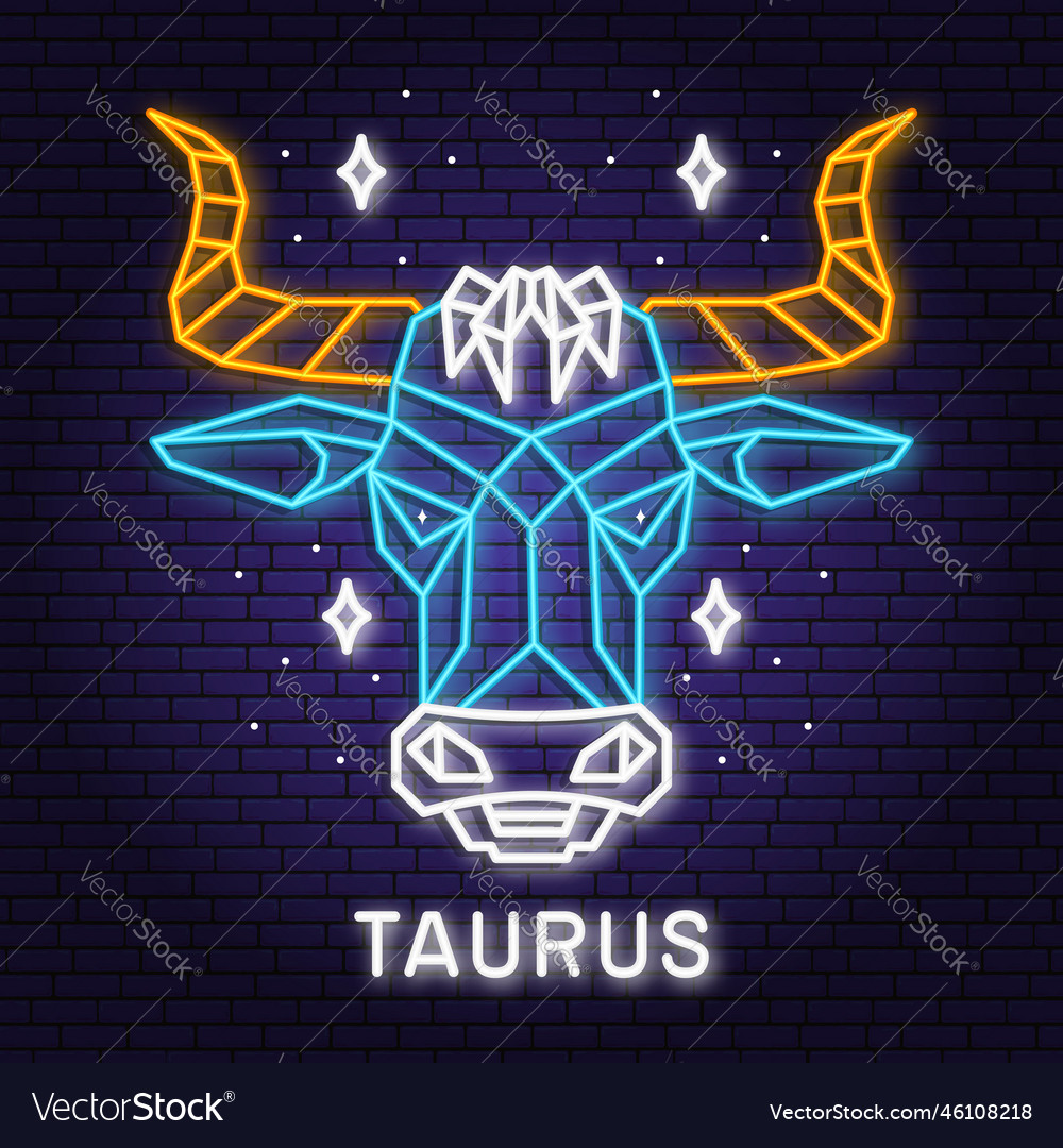 Zodiac astrology horoscope neon sign taurus linear