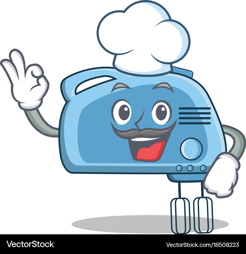 Chef mixer character cartoon style Royalty Free Vector Image