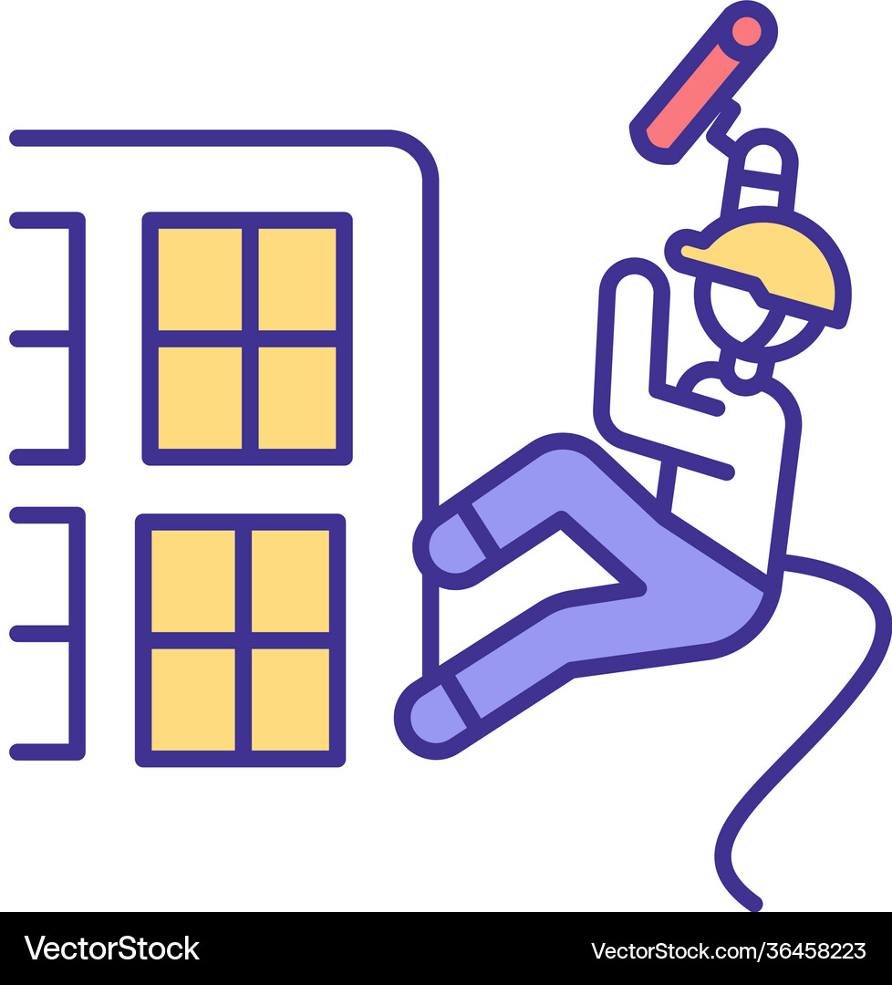 Falling hazard on construction site rgb color icon