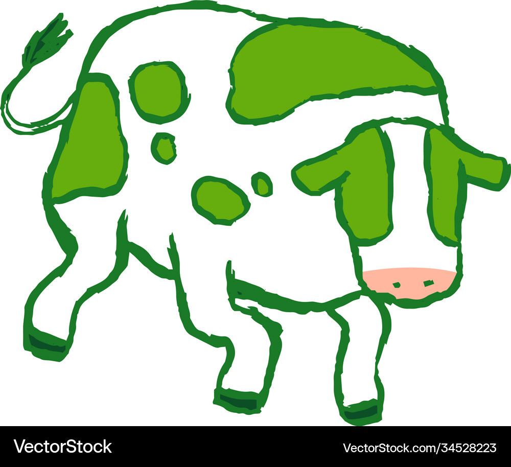 Green realistic hand-painted holstein cow Vector Image
