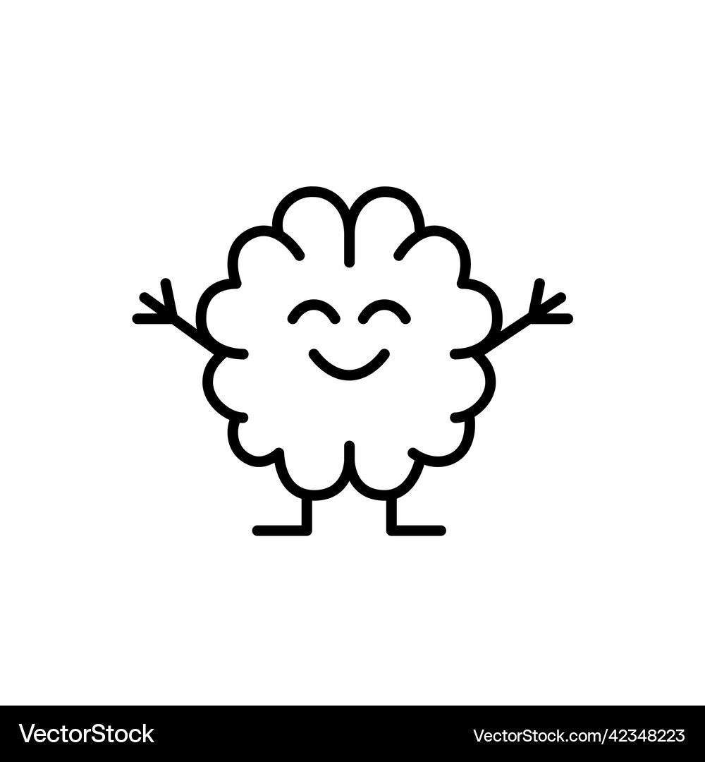 Happy brain giving a hug pixel perfect editable Vector Image