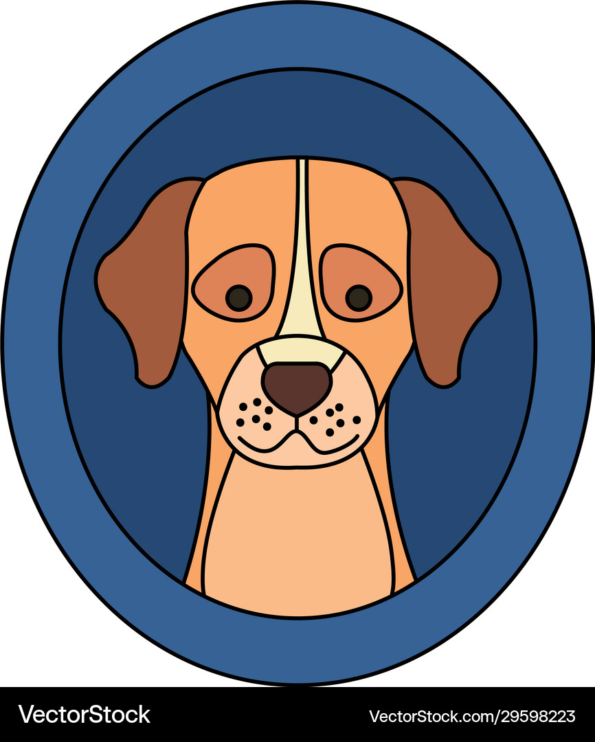 Head cute dog in frame circular isolated icon Vector Image