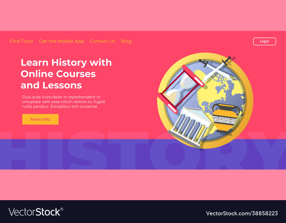 Learn history with online courses and lessons Vector Image
