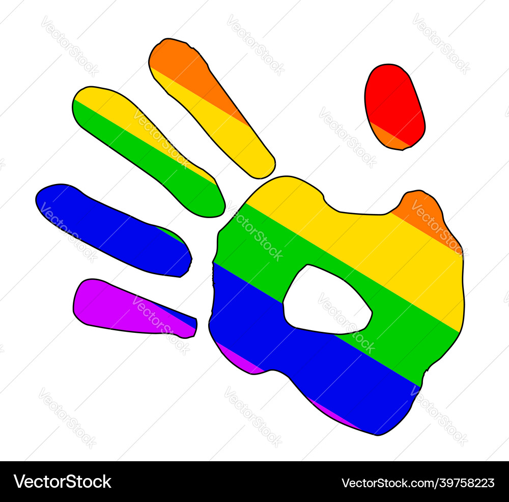 Lgbt hand outline with rainbow flag Royalty Free Vector