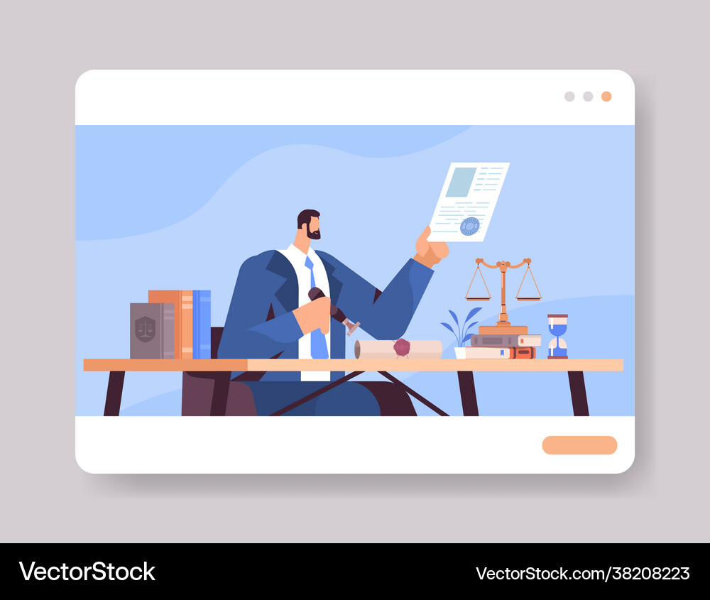 Man notary signing and legalization documents Vector Image