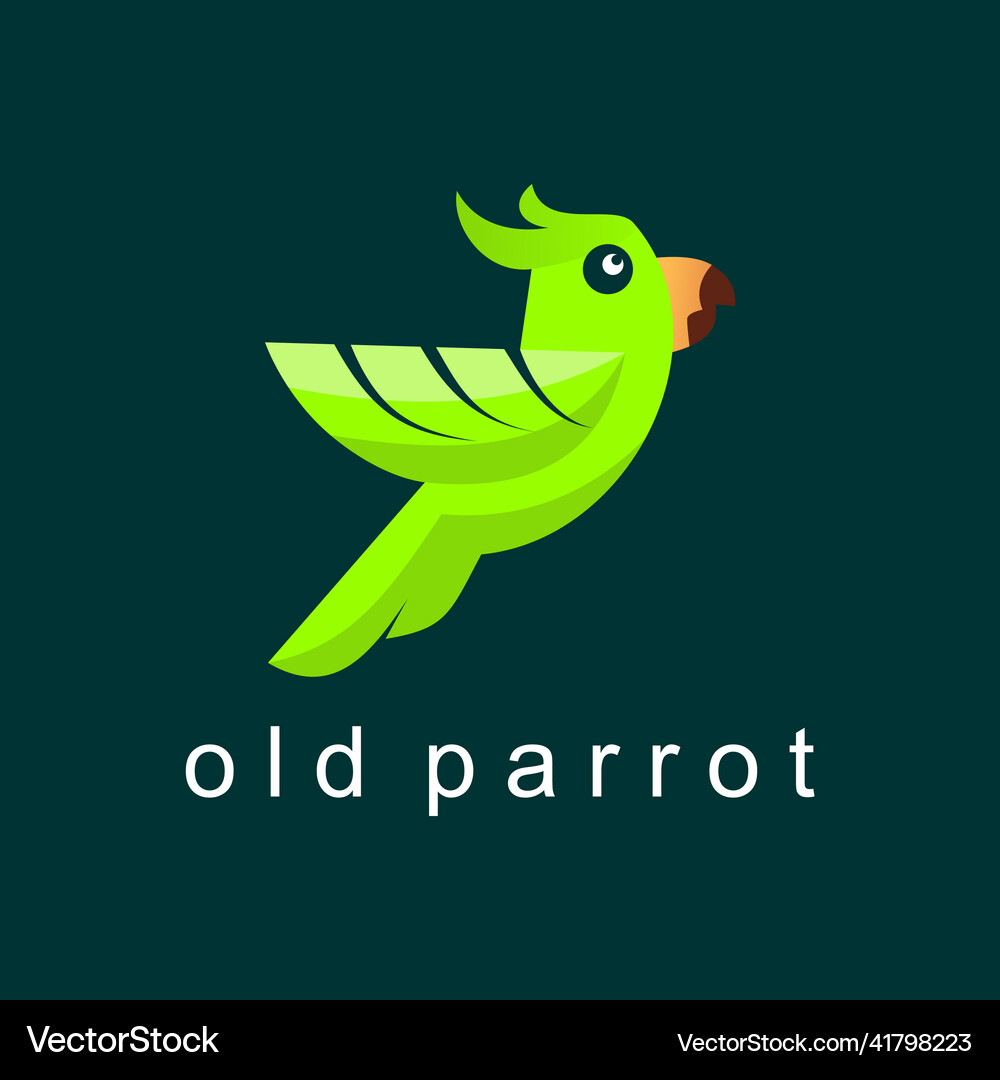 Old parrot in attractive shape or colors logo Vector Image